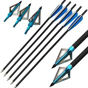 AMEYXGS Crossbow Arrows Hunting Carbon Arrow 18" 20" 22" Crossbow Bolts with 4" vanes Feather and Replaced Arrowhead for Outdoor Bow Hunting (6 pcs 18 '')