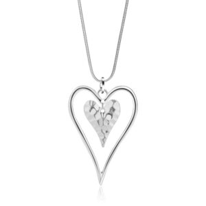 welbijoux long heart necklace for women silver chain pendant y necklace set statement pendant chic jewelry with gifts box