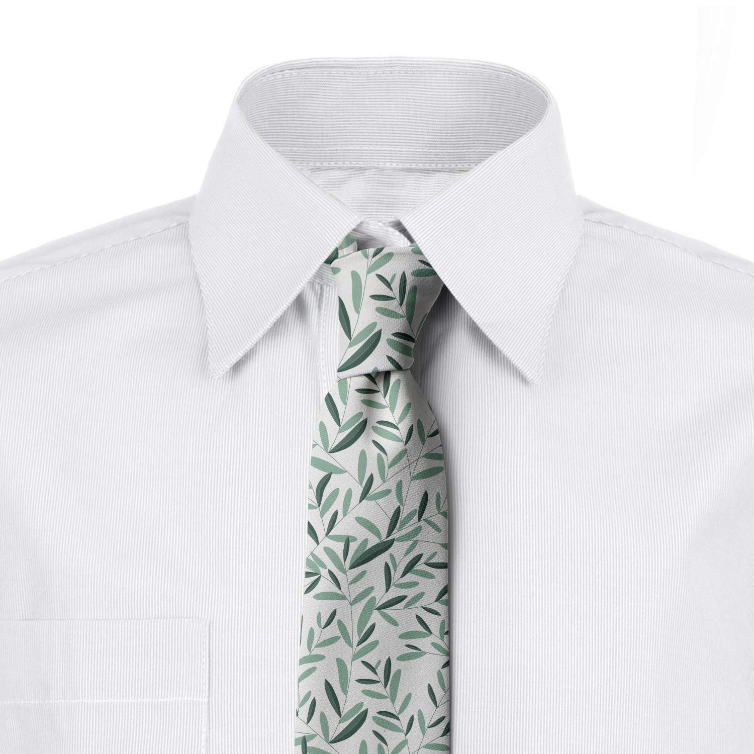 Ambesonne Necktie, Olive Branches, 3.7", Almond Green