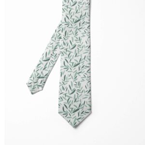 Ambesonne Necktie, Olive Branches, 3.7", Almond Green