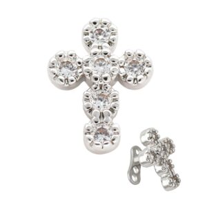 excepro 1pcs 2mm dermal anchor tops and base g23 titanium cross shape men and women microdermals piercing body jewelry