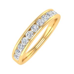 finerock 1/2 carat channel set diamond wedding band ring in 14k yellow gold - igi certified (ring size 6.5)