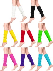 satinior 8 pairs women knit leg warmers 80s eighty's ribbed leg warmers for party sports