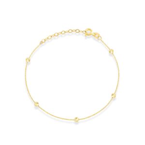 14k real gold ball bead station bracelet for women | 14k gold bead station bracelets | dainty gold bracelets | women's 14k gold jewelry | gift for christmas, adjustable 6" to 7"