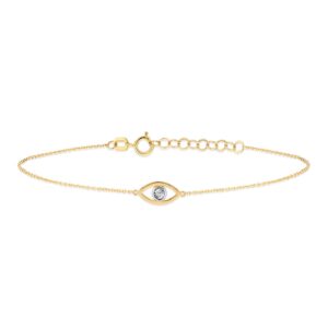 gelin diamond evil eye bracelet in 14k solid gold | protection bracelets for women