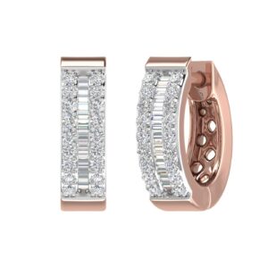 1/4 carat diamond hoop & huggies earrings in 10k rose gold - igi certified