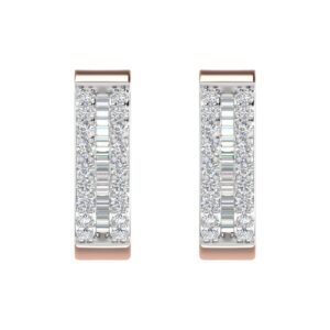 1/4 Carat Diamond Hoop & Huggies Earrings in 10K Rose Gold - IGI Certified