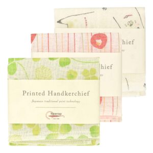 nawrap printed handkerchief set of 3, animal, poppy & clover