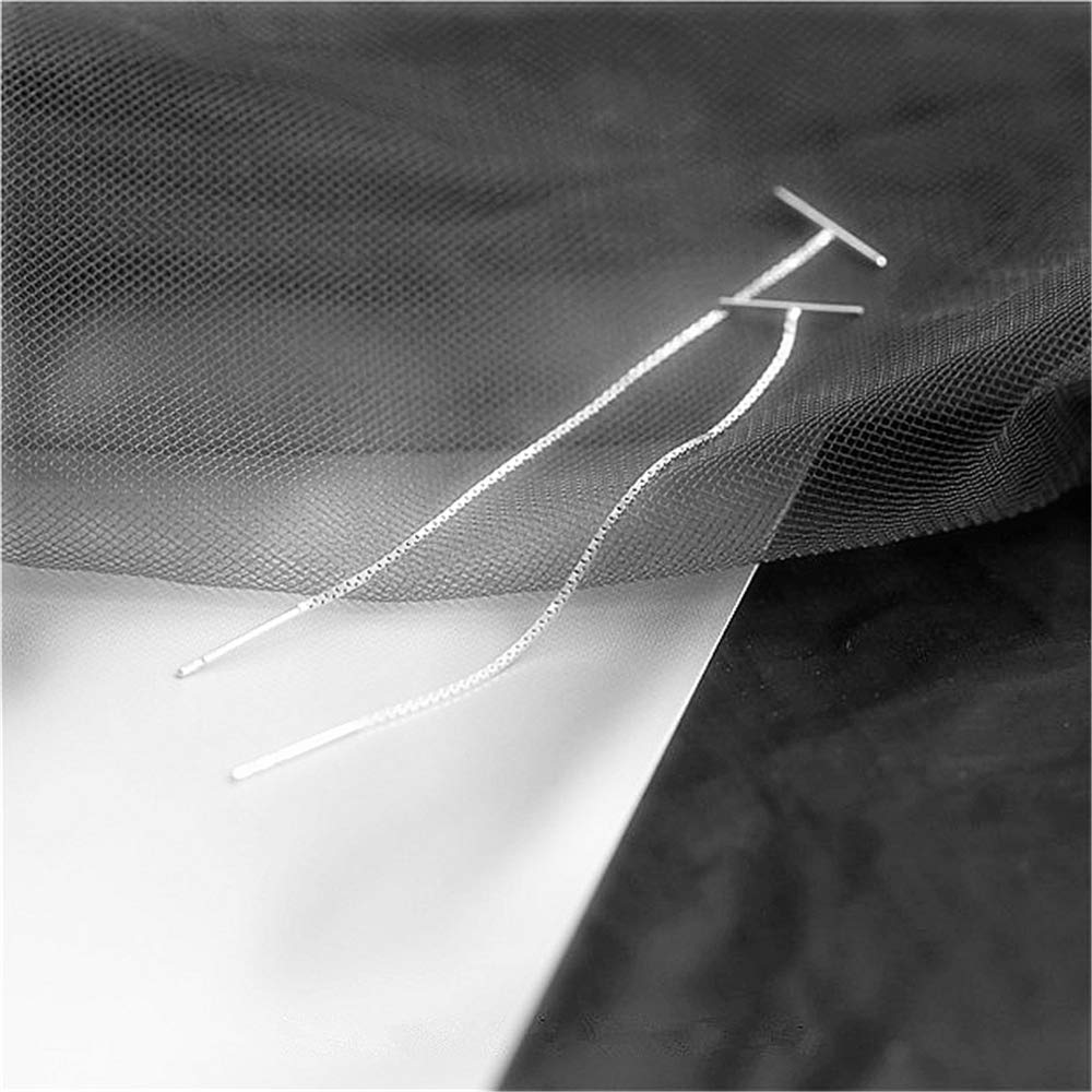 Minimalist Threader Bar Earrings for Women Girls S925 Sterling Silver Charm Long Tassel Chain Drop Dangling Simple Wire Thread Piercing Ear Stud Hypoallergenic Fashion Chic Earring (Silver)