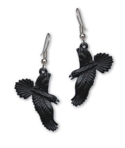 gothic black raven black crow dangle earrings