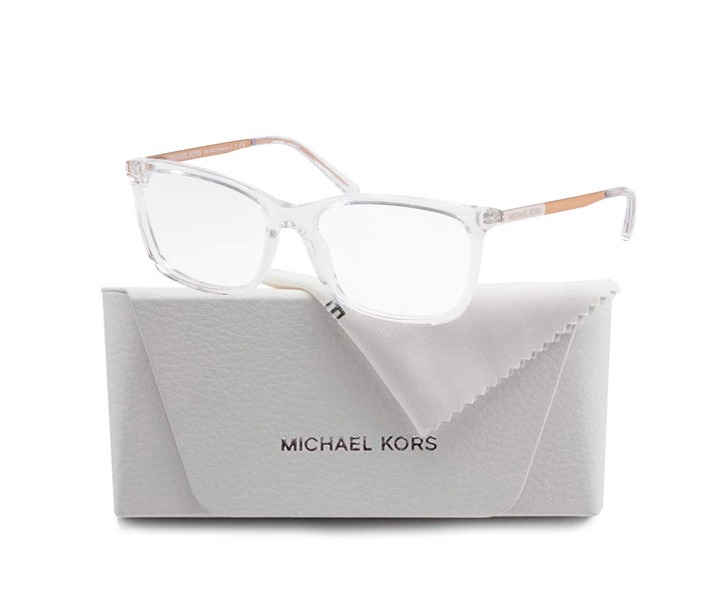 Michael Kors MK4030 VIVIANNA II 3998 52M Transparent Clear Rectangular Eyeglasses For Women+ BUNDLE with Designer iWear Eyewear Kit Care Kit