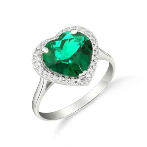 galaxy gold gg 2.89 carat total weight 14k solid white gold emerald natural diamonds halo ring brilliant heart shape cut and round diamonds anniversary engagement promise ring (8)