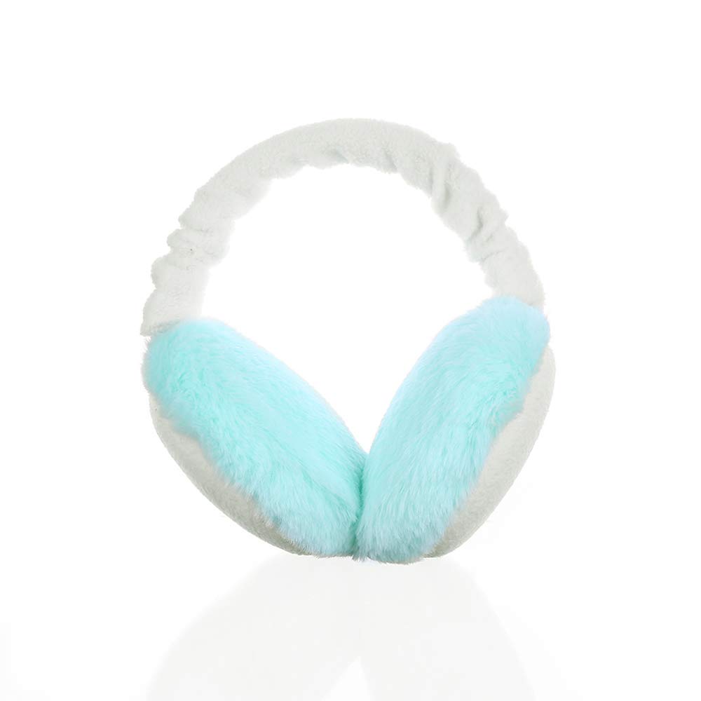 Aurya Faux Fur Earmuffs/Ear Warmers-Foldable Winter Ear muffs Outdoor Adjustable Warm Ear Warmers for Women&Girls(Blue&White Mix)