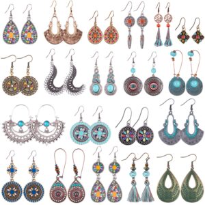 duufin 20 pairs bohemian vintage drop dangle earrings boho earrings set statement earrings national style alloy long boho dangle earrings for women