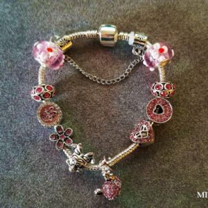 MIADEAL Cartoon Mouse Theme Pink Charms Bracelet, Fits Pandora, Womens DIY Costume Jewelry