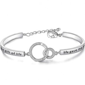 gzrlyf stepdaguther bracelet bonus daughter gifts for daughter in law stepdaughter wedding gifts i didn't give you the gift of life life gave me the gift of you (white gold)