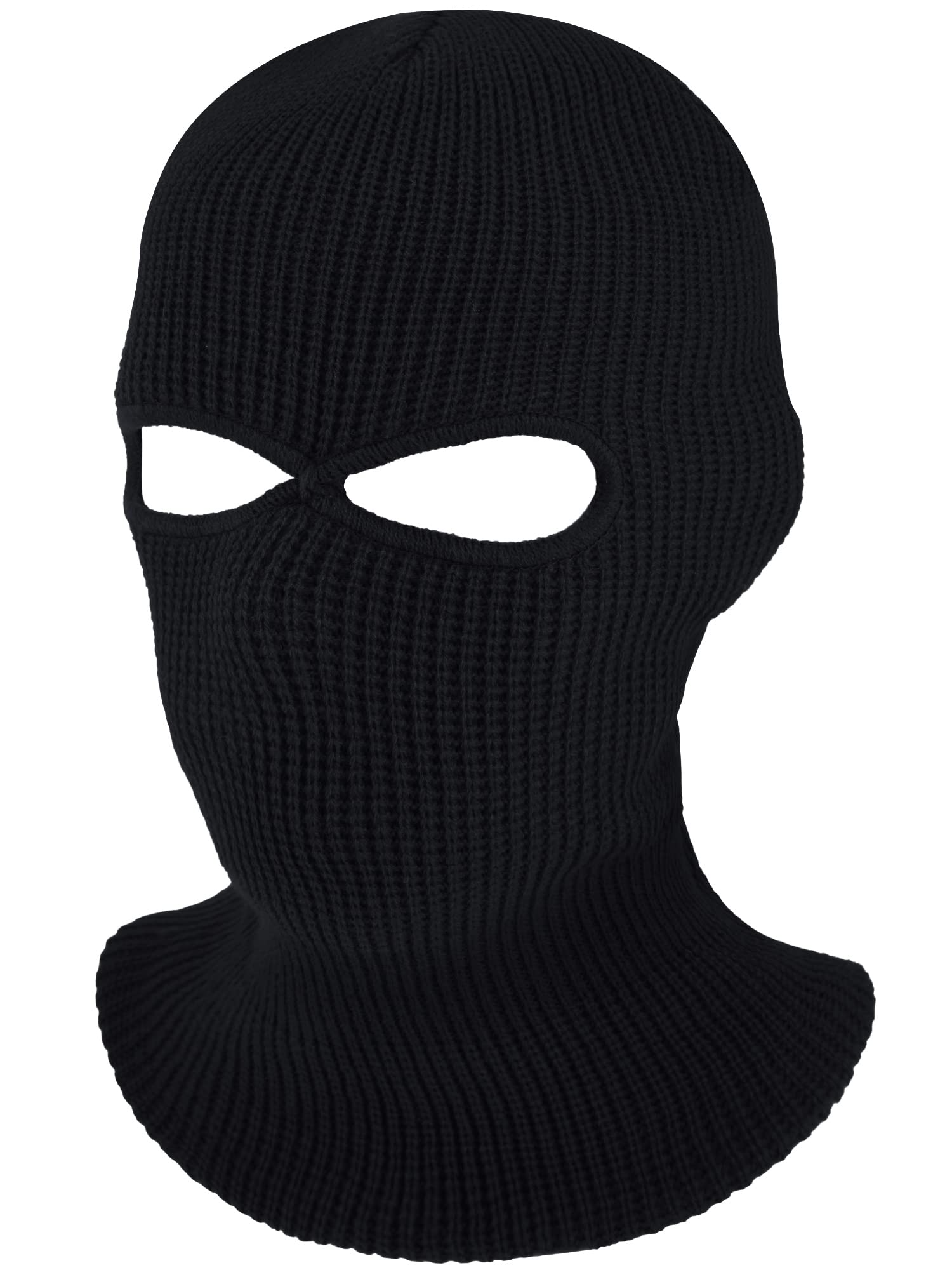 SATINIOR 2-Hole Knitted Full Face Cover Ski Neck Gaiter, Winter Balaclava Warm Knit Beanie for Outdoor Sports (Black, Medium)