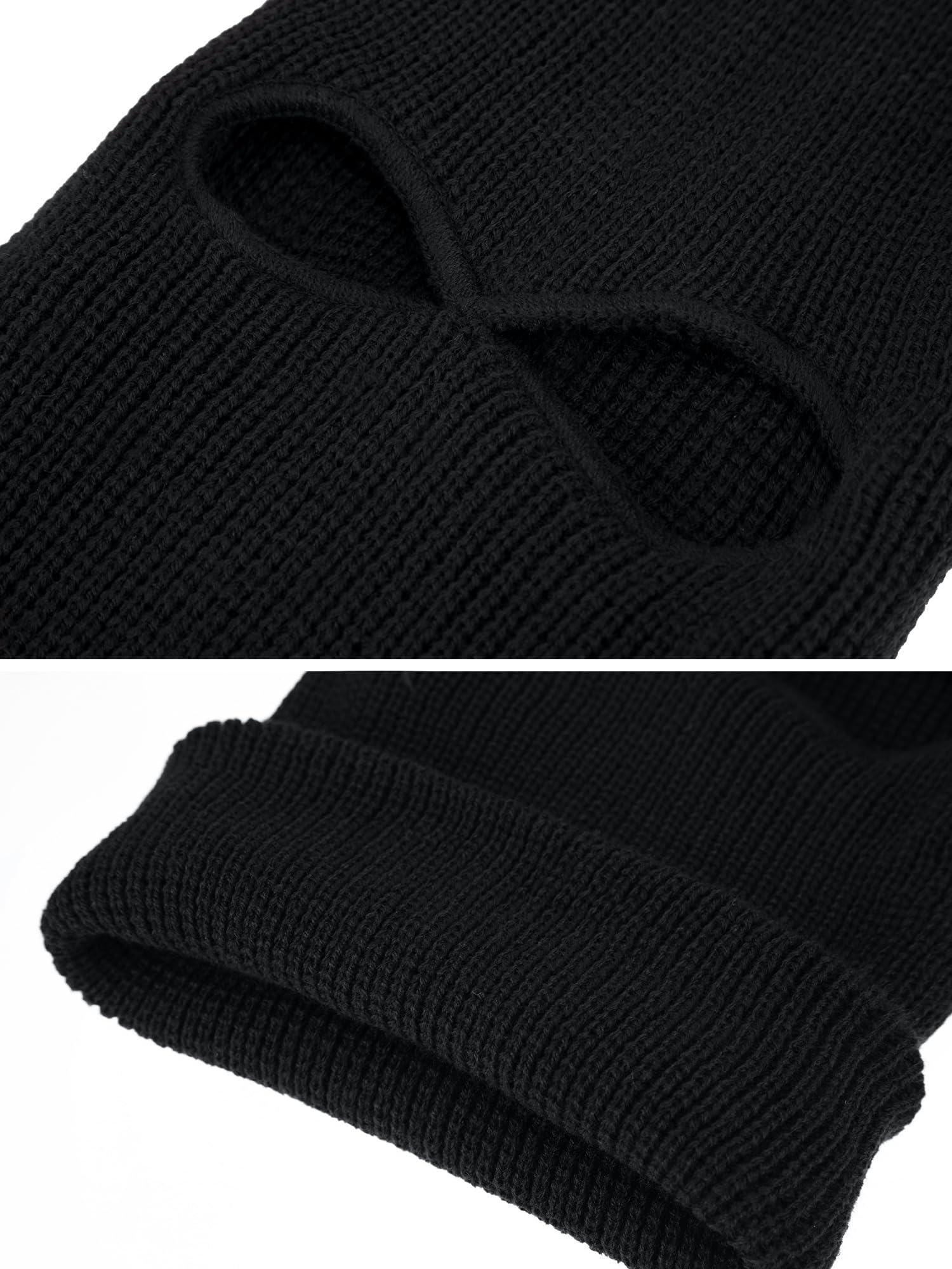 SATINIOR 2-Hole Knitted Full Face Cover Ski Neck Gaiter, Winter Balaclava Warm Knit Beanie for Outdoor Sports (Black, Medium)