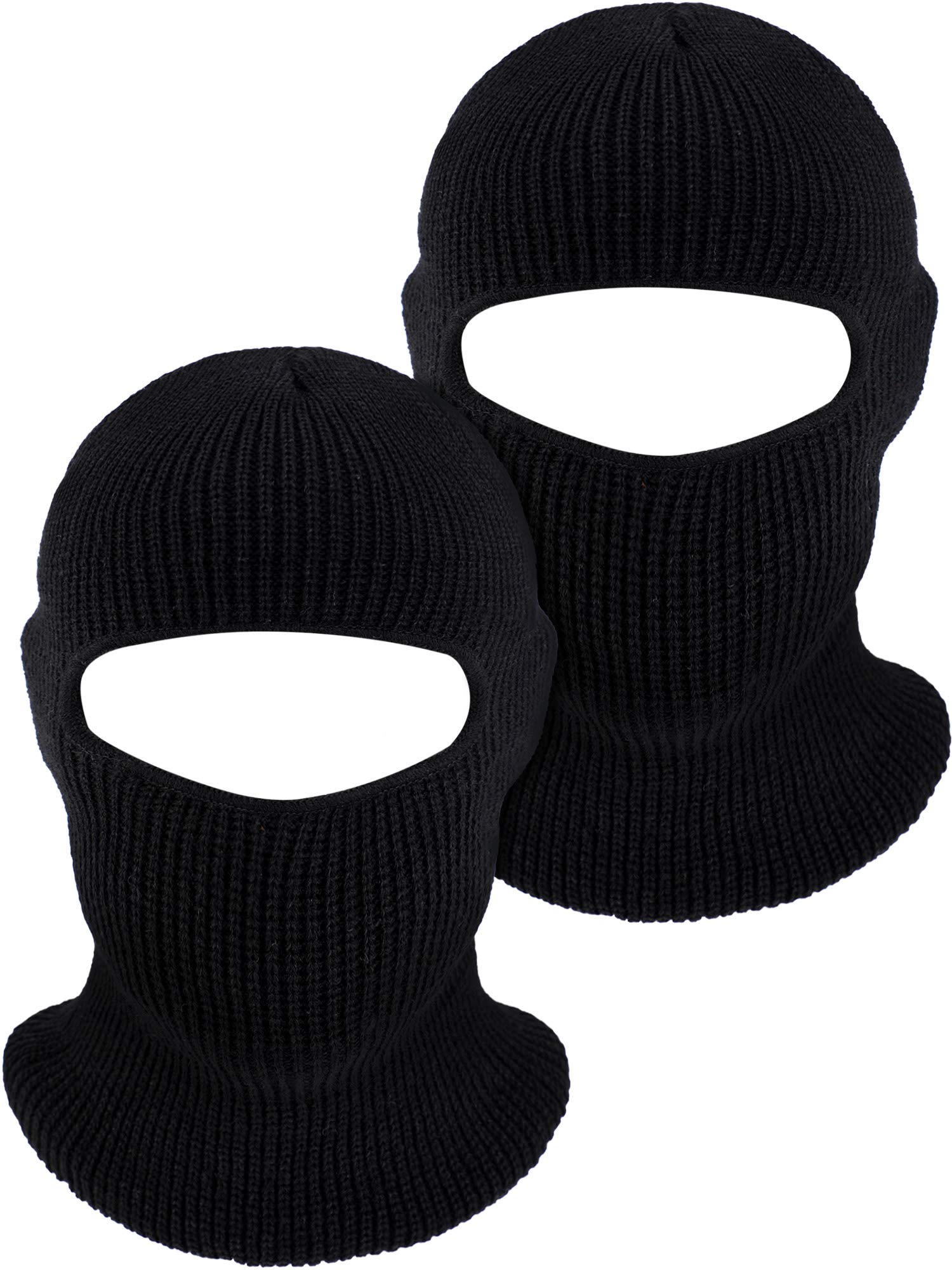 WILLBOND 2 Pieces 1-Hole Knitted Ski Full Face Covering, Adult Winter Balaclava Warm Knitted Full Face Covering for Outdoor Sports Black, 38 x 22 cm/ 14.96 x 8.66 inches (Black)