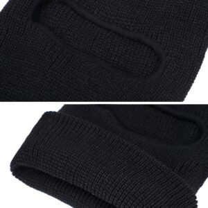 WILLBOND 2 Pieces 1-Hole Knitted Ski Full Face Covering, Adult Winter Balaclava Warm Knitted Full Face Covering for Outdoor Sports Black, 38 x 22 cm/ 14.96 x 8.66 inches (Black)