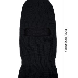 WILLBOND 2 Pieces 1-Hole Knitted Ski Full Face Covering, Adult Winter Balaclava Warm Knitted Full Face Covering for Outdoor Sports Black, 38 x 22 cm/ 14.96 x 8.66 inches (Black)