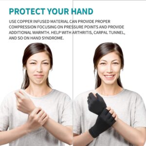 Ricbestlab Copper Arthritis Gloves for Women Men, Fingerless Breathable & Moisture Wicking Arthritis Compression Gloves for Computer Typing and Dailywork of Hands joint Support (Medium)