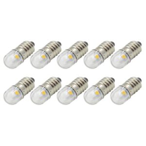 ruiandsion 10pcs e10 base socket led bulb 1w 12v warm white replace torch flashlight bulbs,negative earth