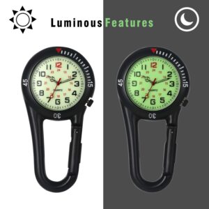 Lancardo Clip On Quartz Watch for Men and Women Glow in The Dark Backpack Buckle Belt Fob Watch for Doctors Nurses Chefs Hiking or Climbing Father's Day Mother's Day