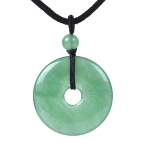 just in stones natural green aventurine gemstone 30mm donut beads reiki chakra pendant necklace handmade jewelry 22 inch