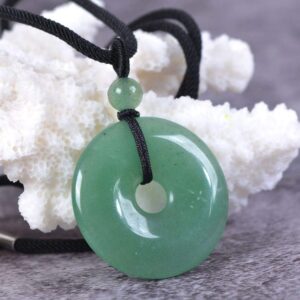 JUST IN STONES Natural Green Aventurine Gemstone 30mm Donut Beads Reiki Chakra Pendant Necklace Handmade Jewelry 22 Inch