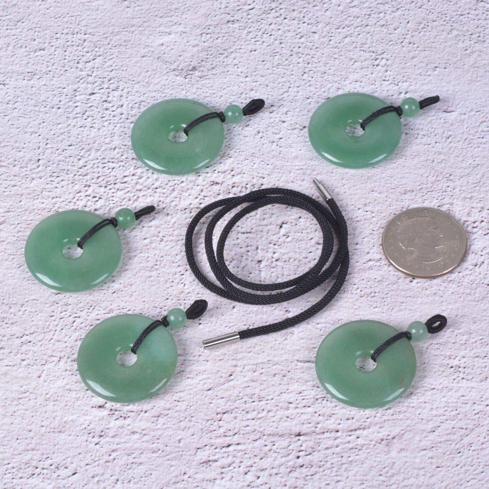 JUST IN STONES Natural Green Aventurine Gemstone 30mm Donut Beads Reiki Chakra Pendant Necklace Handmade Jewelry 22 Inch