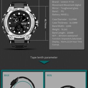 AIMES Men's Watches Sports Outdoor Waterproof Military Watch Date Multi Function Tactics LED Alarm Stopwatch