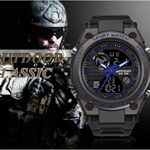 AIMES Men's Watches Sports Outdoor Waterproof Military Watch Date Multi Function Tactics LED Alarm Stopwatch