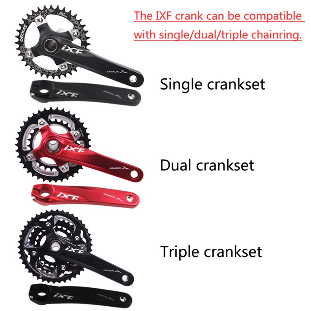 BUCKLOS IXF 104 BCD 30-52T Mountain Bike Crankset -Hollow Integrated MTB 170mm Crank Set- Aluminum Alloy Bike Crankset with Narrow Wide Tooth Chainring Bottom Bracket Bolts (Black/Red)