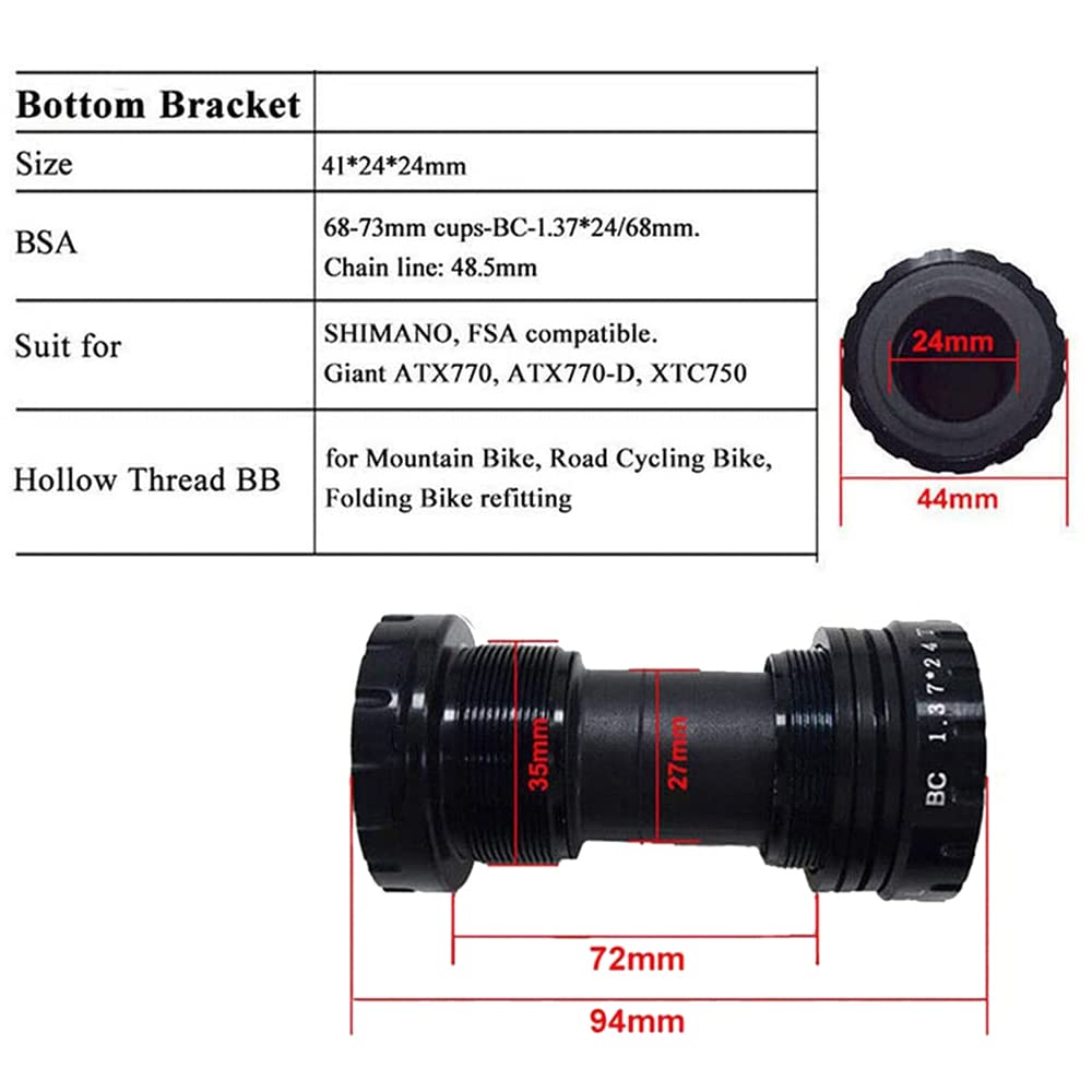 BUCKLOS IXF 104 BCD 30-52T Mountain Bike Crankset -Hollow Integrated MTB 170mm Crank Set- Aluminum Alloy Bike Crankset with Narrow Wide Tooth Chainring Bottom Bracket Bolts (Black/Red)