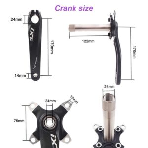 BUCKLOS IXF 104 BCD 30-52T Mountain Bike Crankset -Hollow Integrated MTB 170mm Crank Set- Aluminum Alloy Bike Crankset with Narrow Wide Tooth Chainring Bottom Bracket Bolts (Black/Red)