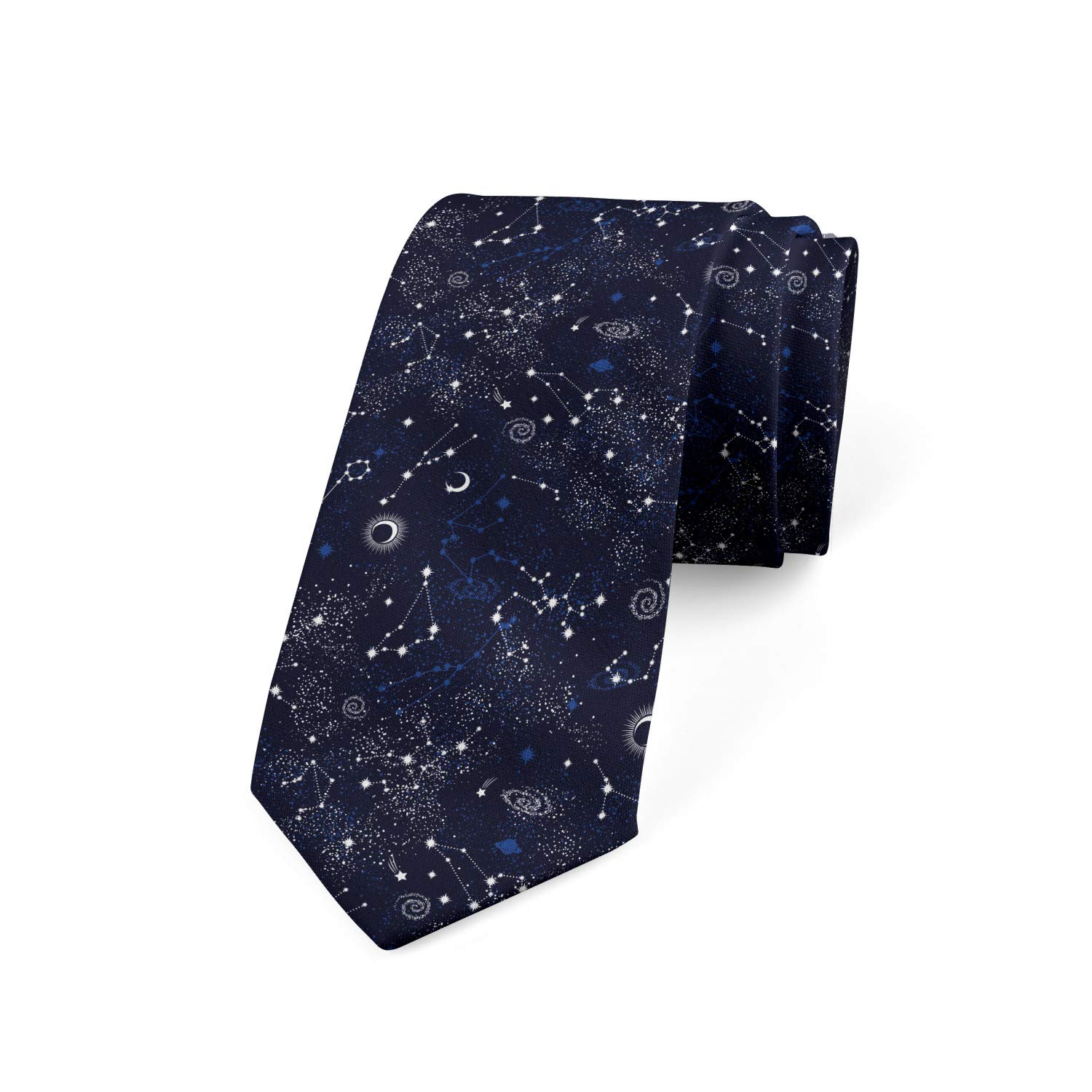 Ambesonne Necktie, Stars Constellation Art, 3.7", Night Blue