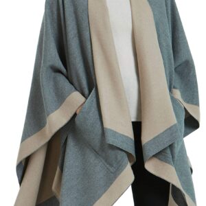 ecoinway Shawl Travel Wrap Poncho Cardigan Gift Tone Scarf Pocket Cape 4 All Seasons Gray Beige¡­