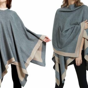 ecoinway Shawl Travel Wrap Poncho Cardigan Gift Tone Scarf Pocket Cape 4 All Seasons Gray Beige¡­