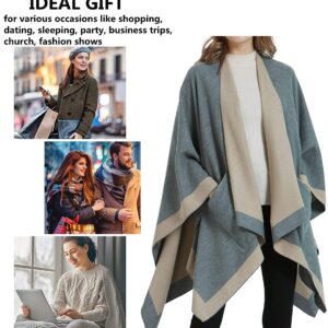 ecoinway Shawl Travel Wrap Poncho Cardigan Gift Tone Scarf Pocket Cape 4 All Seasons Gray Beige¡­