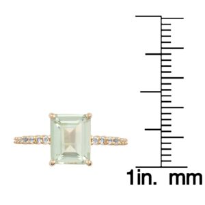 10k Yellow Gold Emerald-Cut Green Amethyst and White Topaz Ring