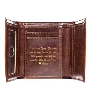 swanky badger new personalized wallet – trifold wallet (brown circle)