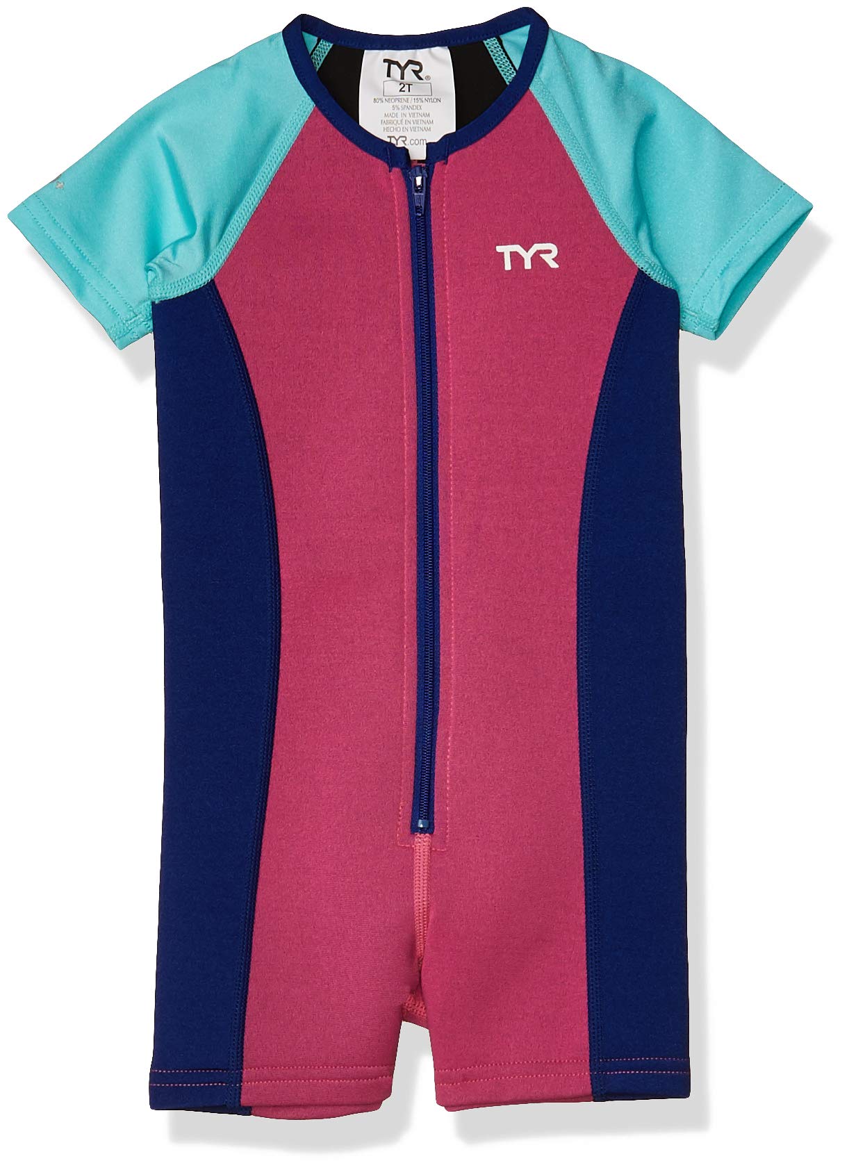 TYR Girl's Solid Thermal Suit, Pink/Mint/Royal, 910