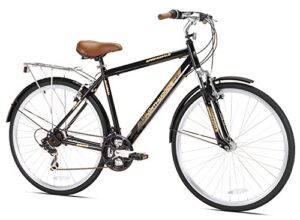 kent international springdale hybrid bicycle, black | 700c ‎hybrid bike with 21-speed rear shimano derailleur drivetrain | lightweight mountain bike with aluminum frame for premium cycling | men