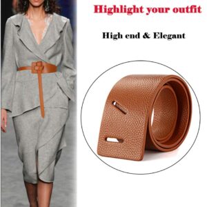 ALAIX Women's Leather Belt Dress Belt for Jumpsuit Coat Fashion Tie a Knot Waist Belt Brown