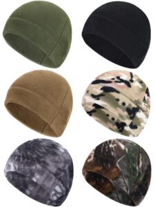 6 pieces winter skull caps men warm polar fleece beanie hat windproof unisex watch cap (classic color)