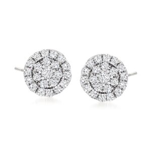 ross-simons 0.25 ct. t.w. diamond cluster earrings in sterling silver