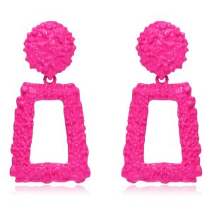 kelmall classic rectangle dangle earrings for women trendy textured geometric drop statement earring