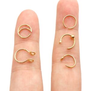 earmark 20g gold fakes face nose rings hoop cute 8mm tiny thin non piercing fuax septum ring 316l surgical steel unpierced clip-on side nose ring set for women men