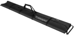 turnway ski bag | store & transport skis up to 215 cm, poles & extras | waterproof - for men, women and youth (black)